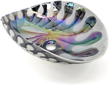 19-inch Art Glass Vessel Sink - Spira Luxe Pearl White with Seashell ...