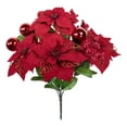 Mainstays 19 Red Glitter Pointettia Bouquet - Silk Bouquet - Walmart.com