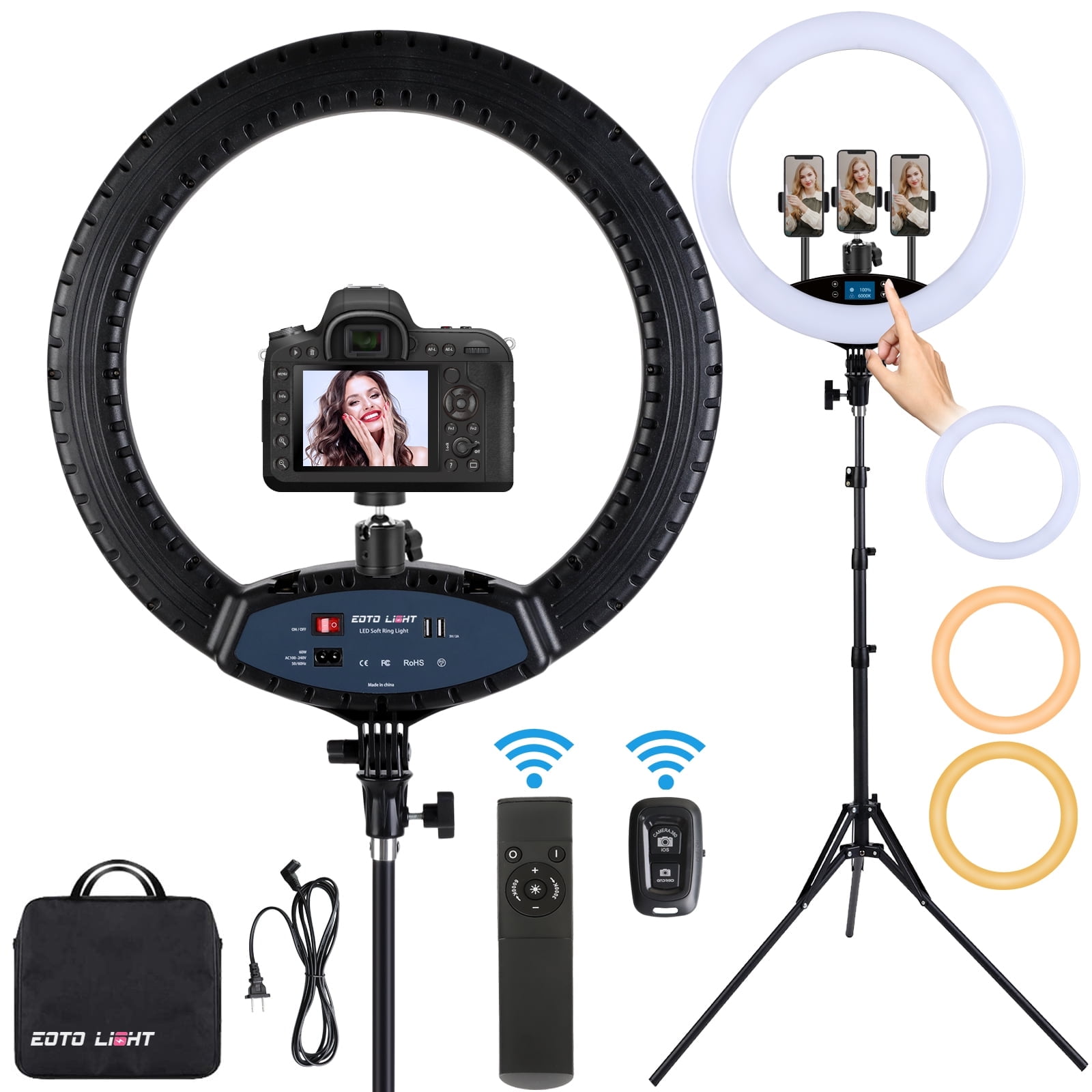 19 inch LED Ring Light LCD Display Touch Screen with Tripod Stand ...