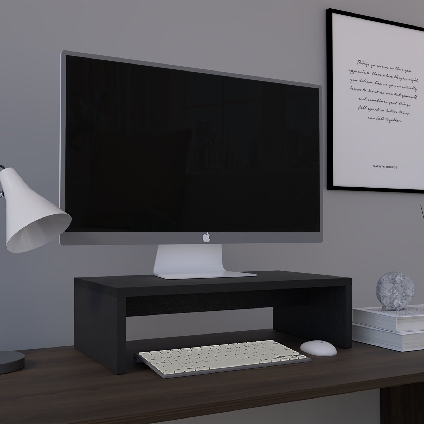 19 inch Monitor Stand Riser, Wood Monitor Stand for Desk, Computer ...