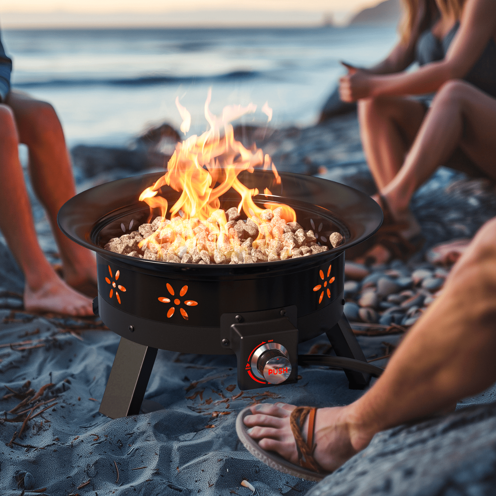 19 inch Portable Fire Pits with Grill for Outside 58000 BTU Gas Fire ...