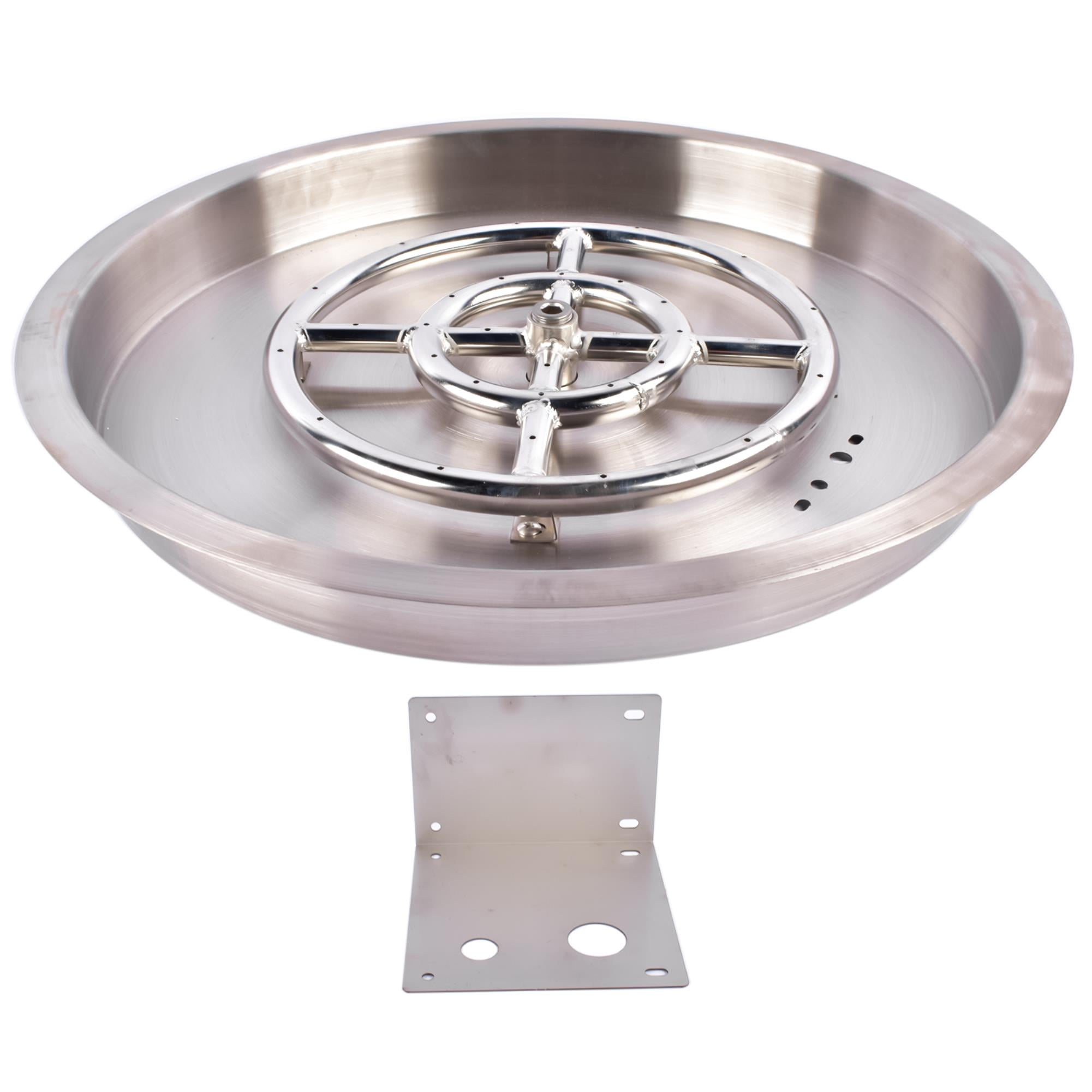 19-inch Recessed Fire Pit Pan Stainless Steel Fire Pit Burner Kit Round ...