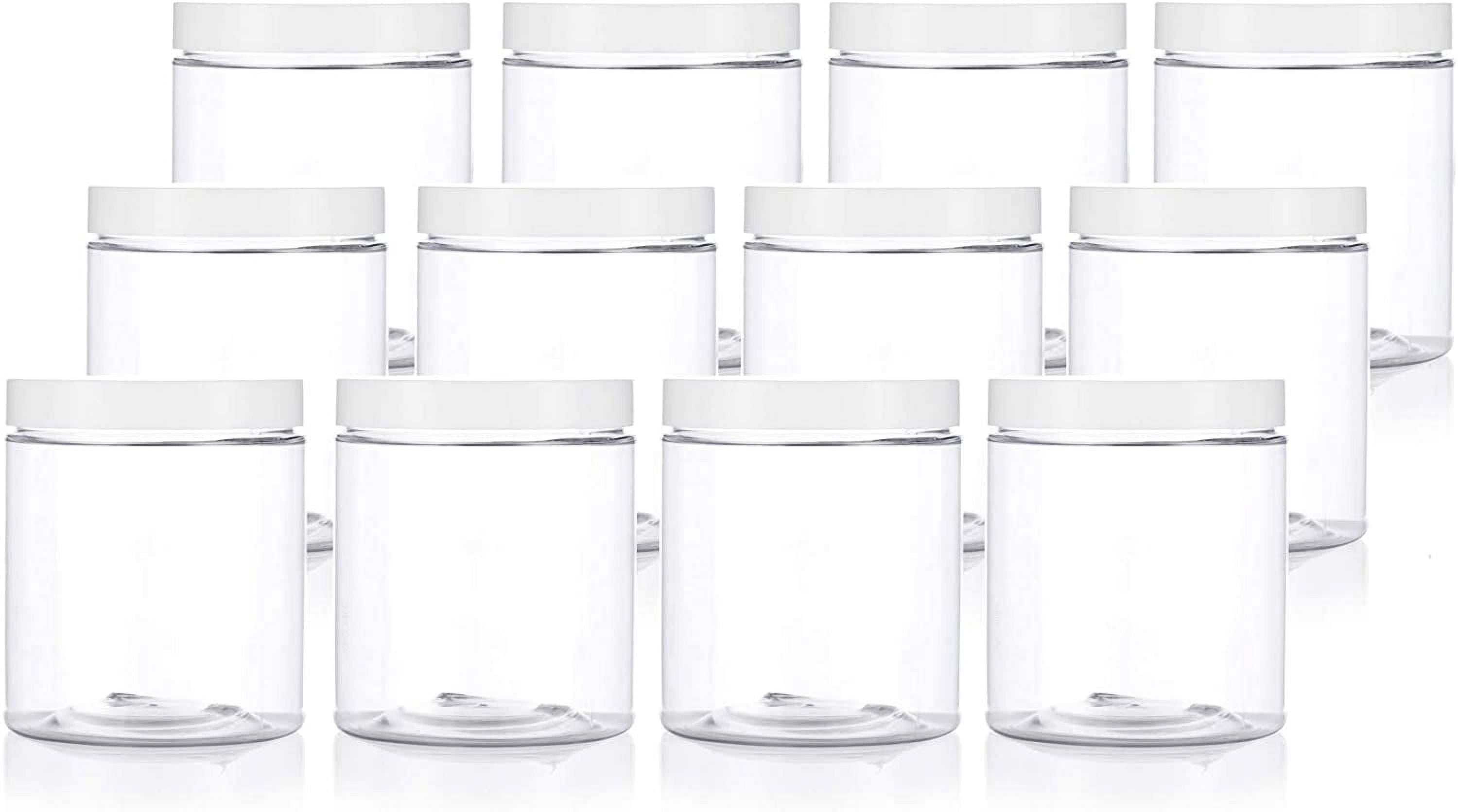 19 oz Large Clear PET Plastic (BPA ) Refillable Empty Jar With (12 pack ...