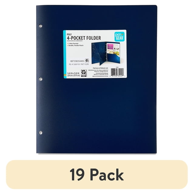 (19 pack) Pen+Gear 8-Pocket Poly Folder, 9.45" x 11.81", Blue - Walmart ...