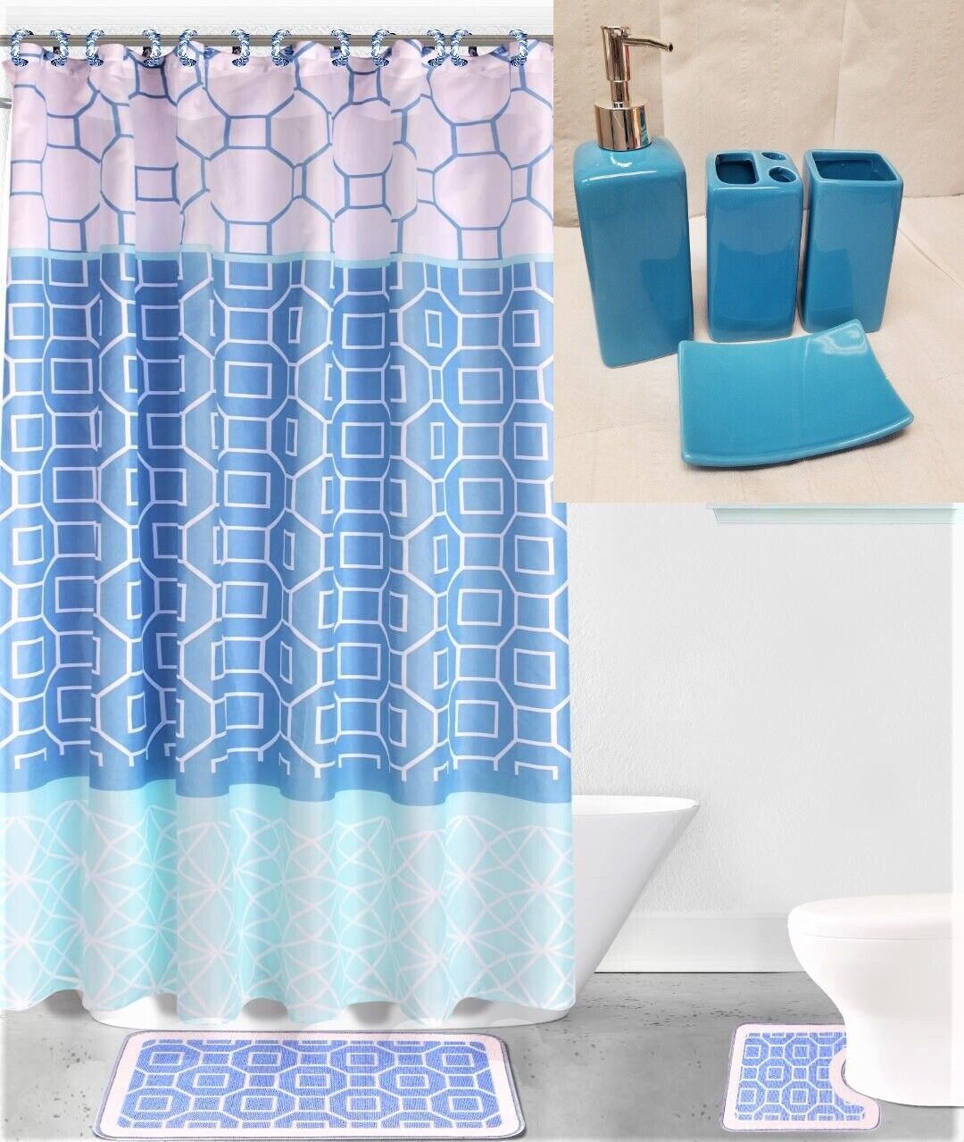 19 piece Bathroom Combo 2 Tone Different Design Mix & Match Bath ...