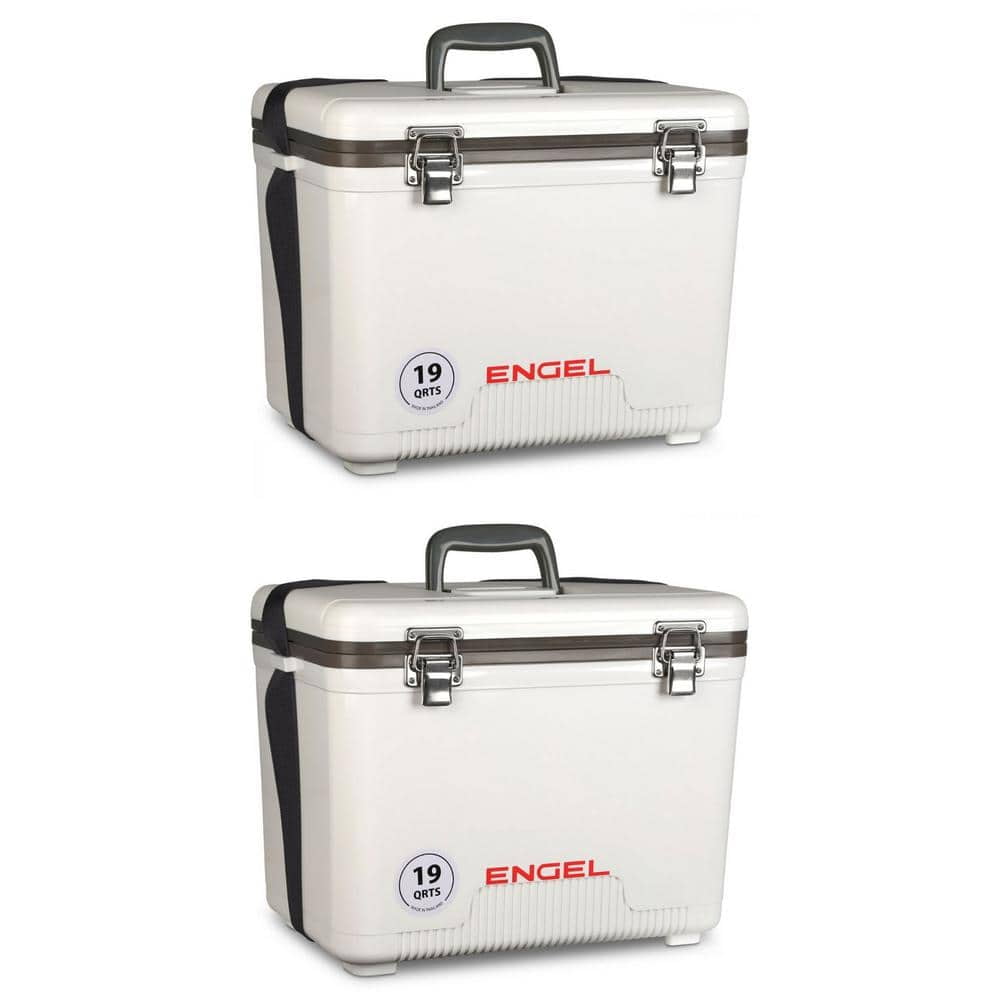 19 qt. Fishing Live Bait Dry Box Ice Cooler with Strap, White (2-Pack ...