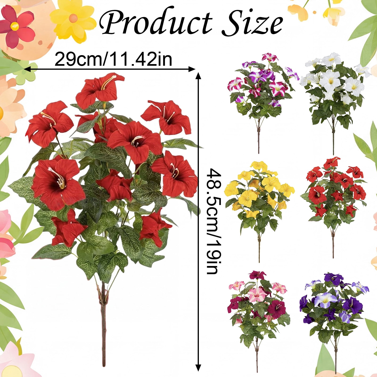19 x 11.42 Inch Artificial Morning Glory, UV Resistant Realistic Silk ...