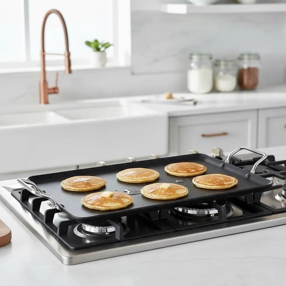 19 x 11 Inch Heavy Duty Non Stick Double Griddle Pan, Uniform Heat ...
