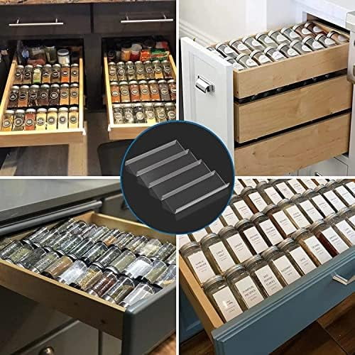 19 x 13 Inches Spice Drawer Organizer, 4 Tier Clear Acrylic Expandable ...