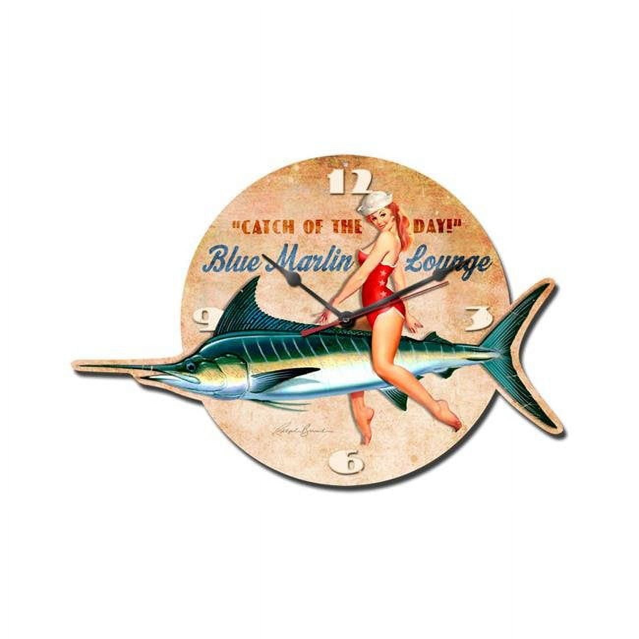 19 x 13 in. Blue Marlin Lounge Custom Metal Shape Sign - Walmart.com