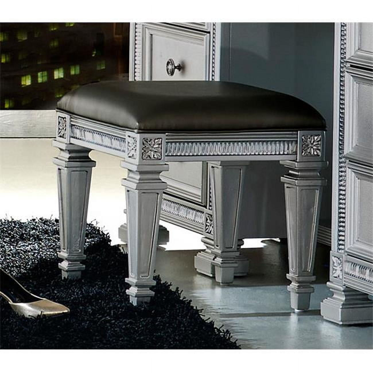 19 x 16.5 x 18.5 in. Bevelle Vanity Stool - Silver - Walmart.com