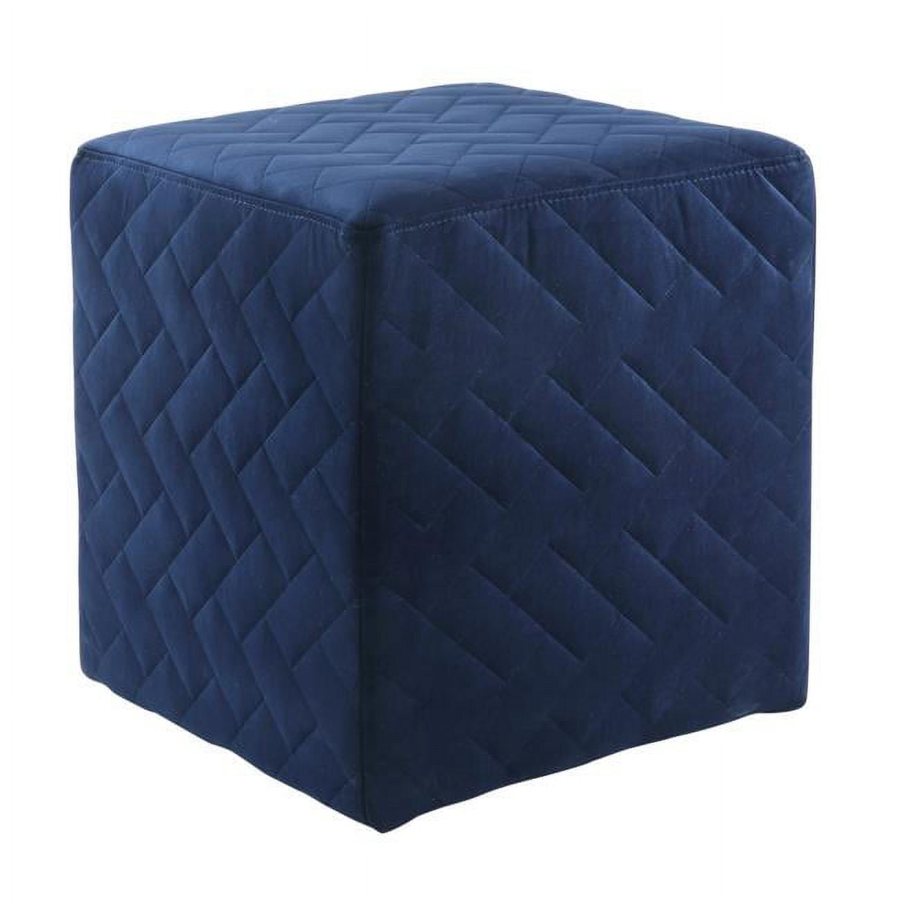 19 x 16.9 x 16.9 in. Navy Blue Velvet Quilted Cube Ottoman - Walmart.com