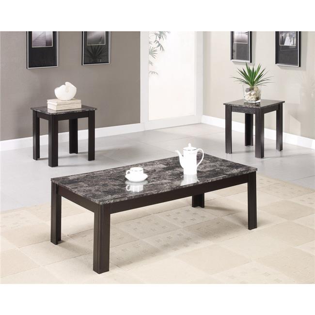 19 x 18 x 16 in. Impressive Occasional Table Set with Marble Top, Black ...
