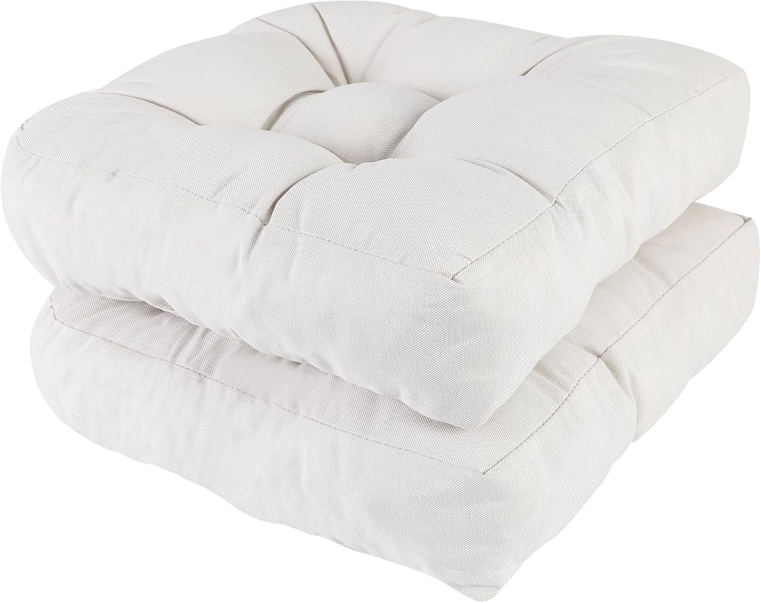 19" x 19" Patio Chair Cushions Beige - Outdoor/Indoor Tufted Memory ...