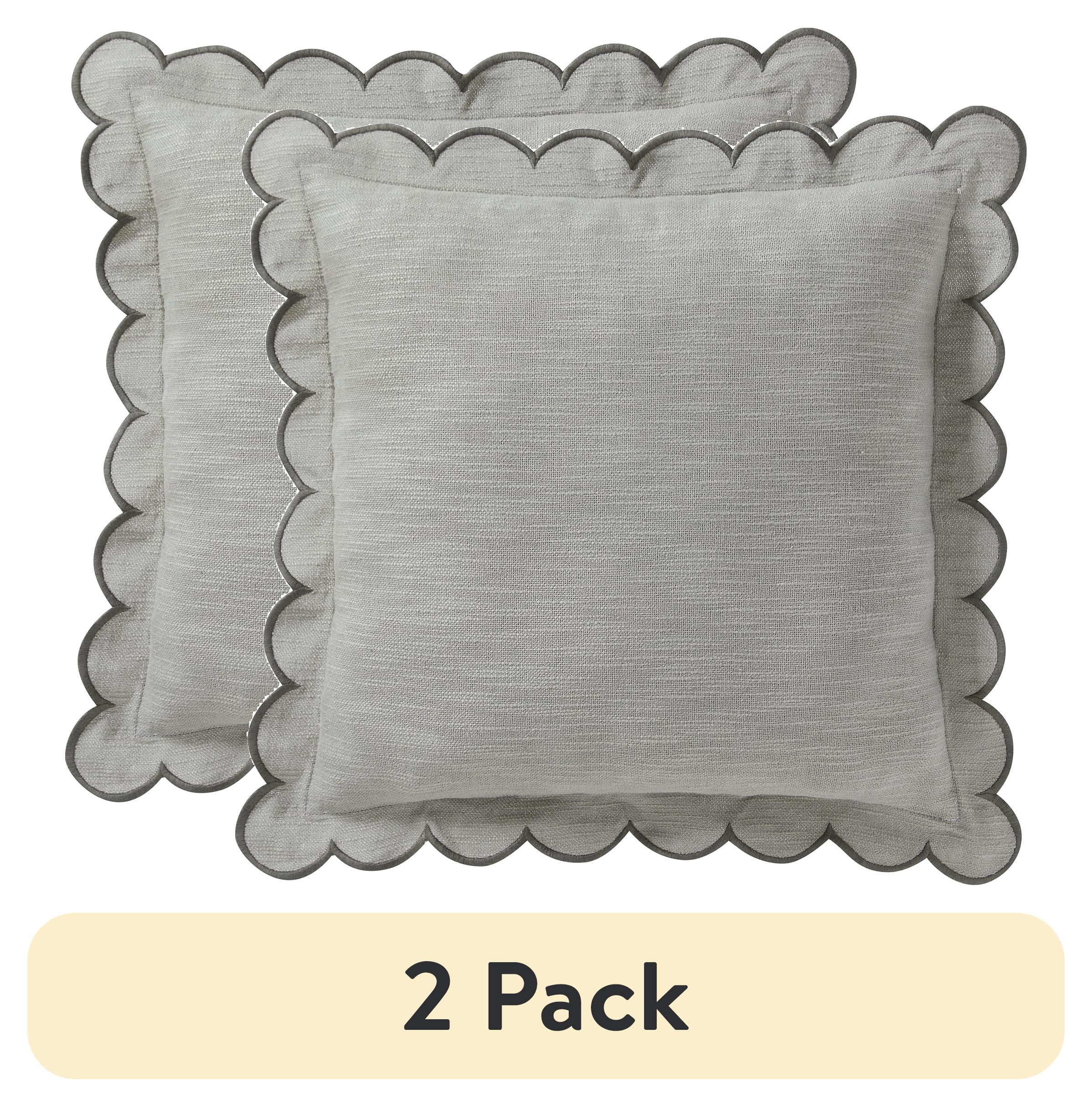 (2 pack) 19" x 19" Sage Green Scallop Flange Cotton-Rich Decorate ...