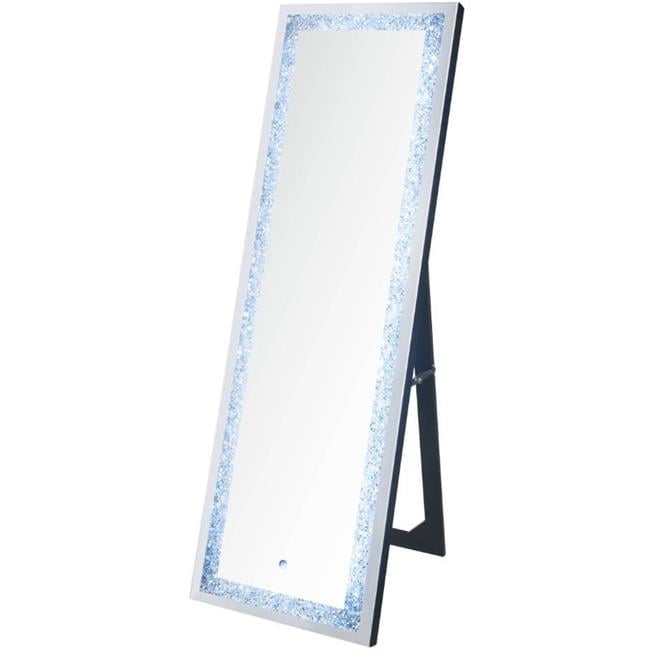 19 x 60 in. Noralie Floor Mirror with LED, Mirrored & Faux Diamonds ...