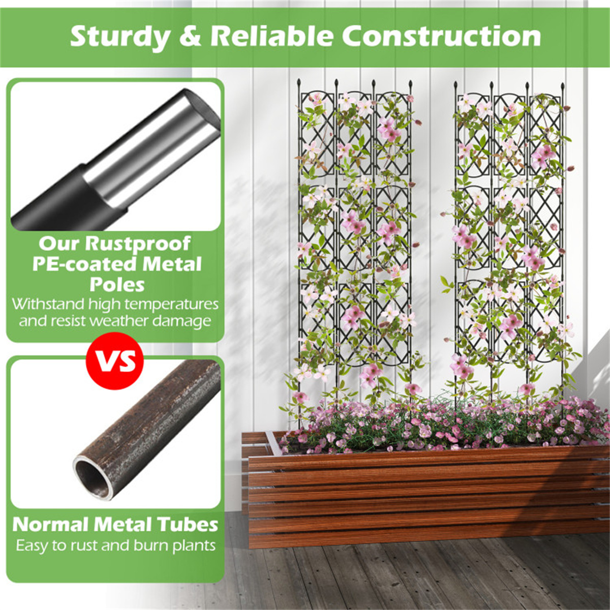 19“ x 64” Plant Support Frame for Outdoor Raised Garden Beds – Sturdy ...
