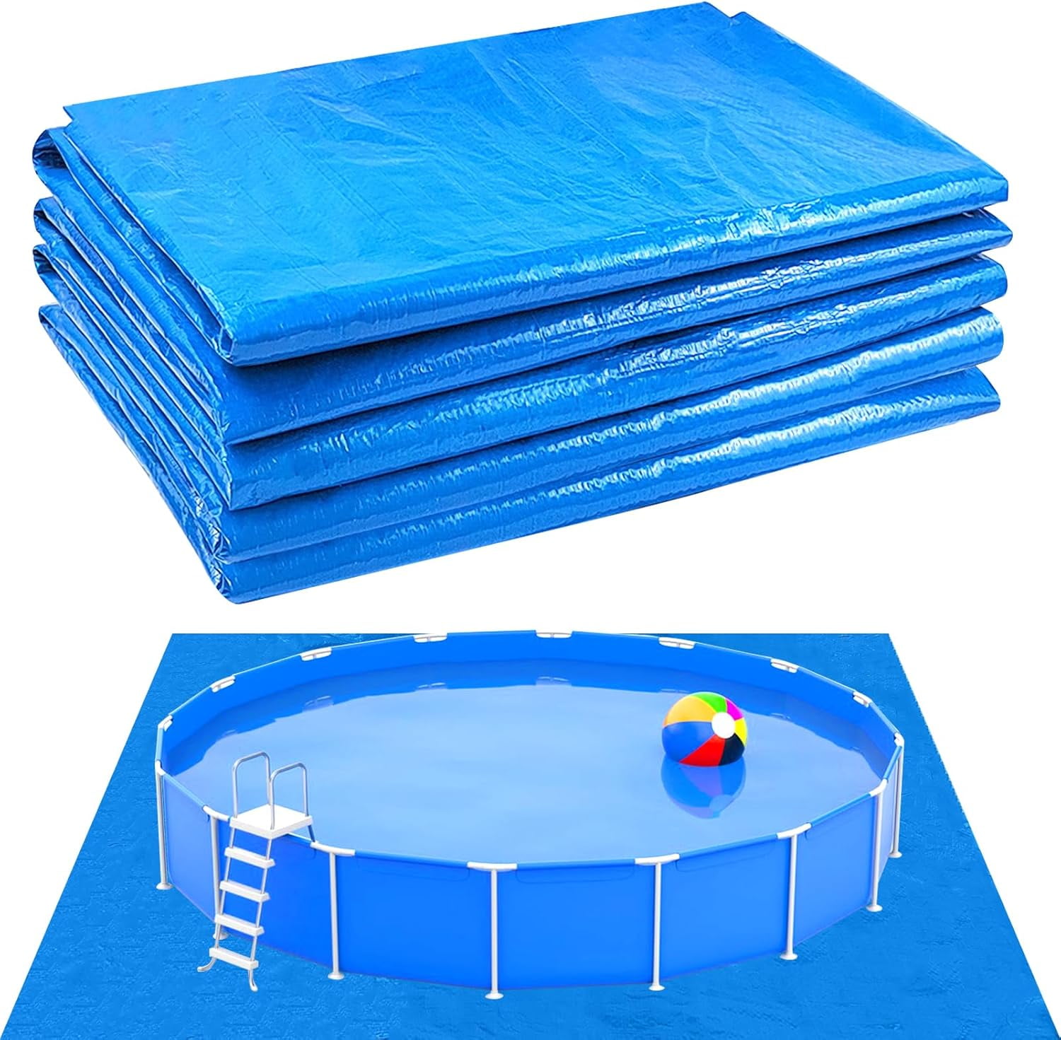 19 x 19 Ft Pool Ground Cloths,Swimming Pool Waterproof PE Swimming Pool ...
