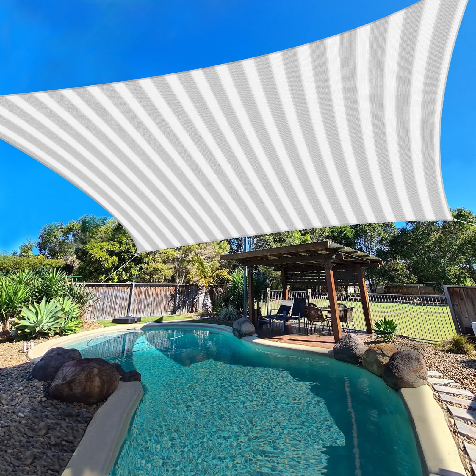 19'x21' Outdoor Sun Shade Sail, HDPE Rectangle Canopy Cover for Patio ...