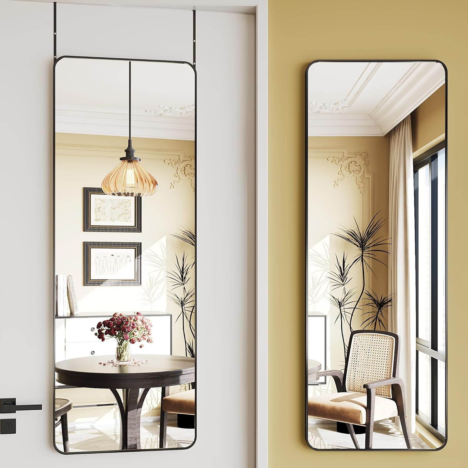 19"x51"Over Door Mirrors, Hanging Mirror Over Doors,Back of Door Mirror ...