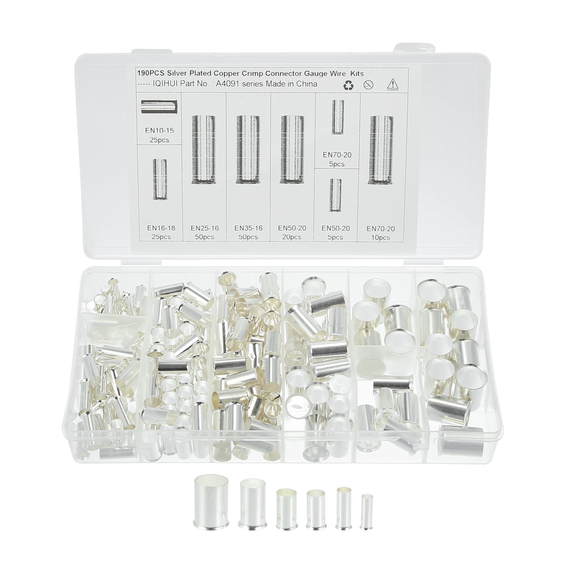 190 Pcs Copper Car Wire Ferrules Crimp Kit Insulated Ferrule Connector ...