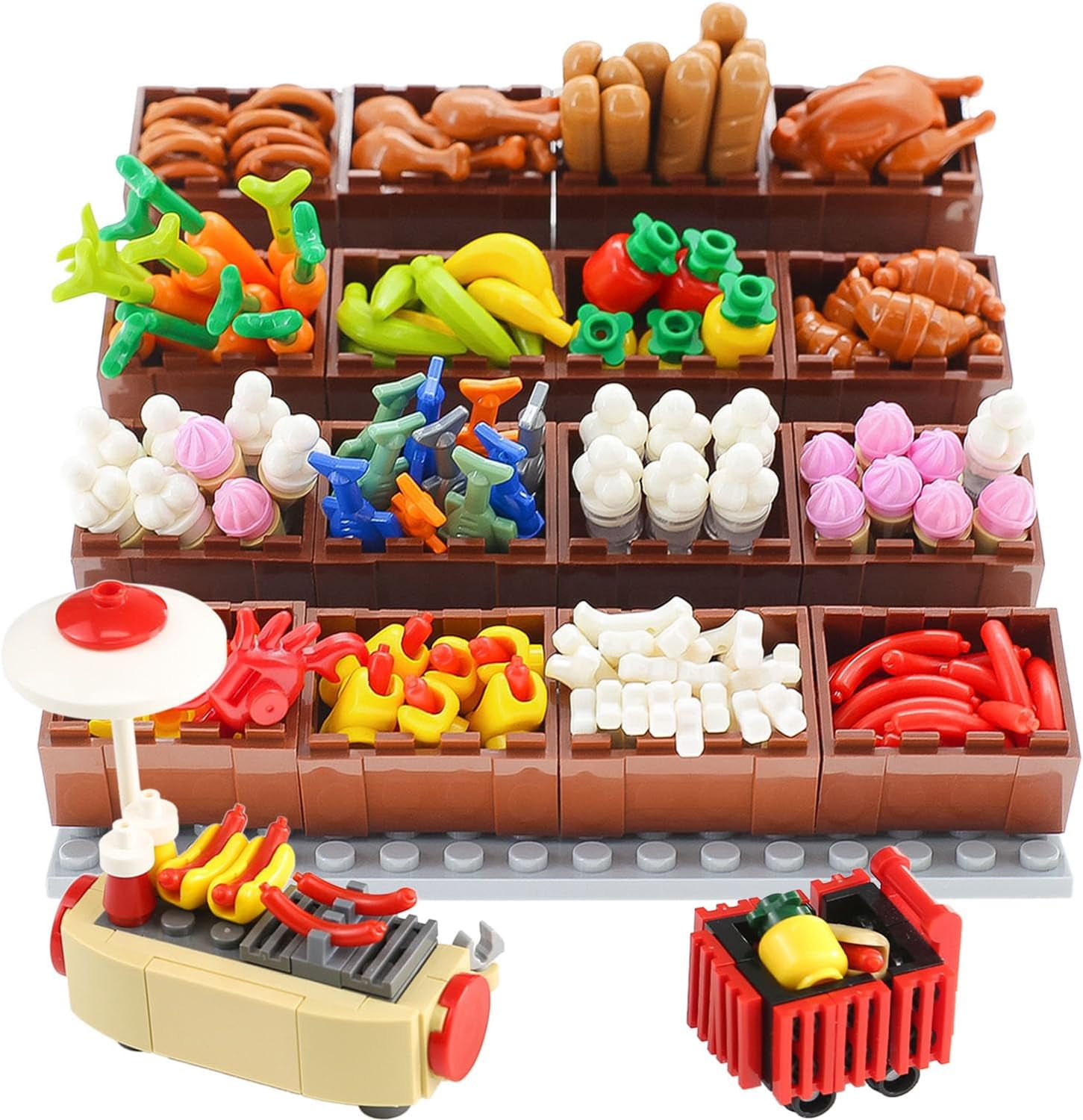 190 Pcs Supermarket Building Block Set Compatible with City-Food ...