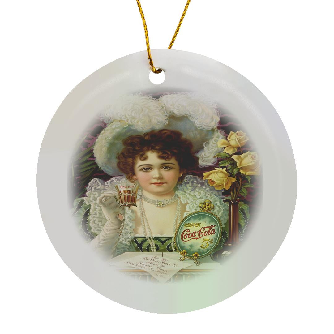 1900 Cocoa Cola Ad With Pretty Little Girl, Circle Porcelain Ornament ...