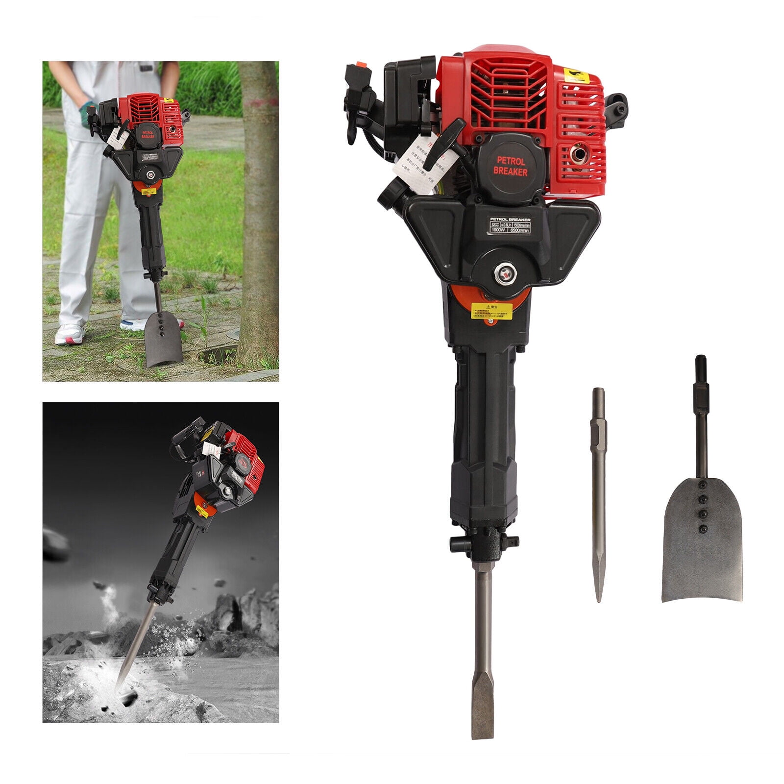 1900W 2 Stroke 52CC Gas Powered Excavator Garden Tree Digger Shovel ...