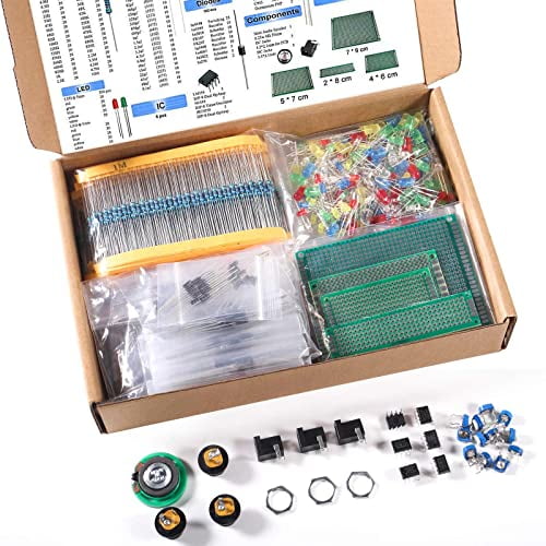1900pcs Electronic Component Kit Assortment, LED Diodes, Resistors Kit ...