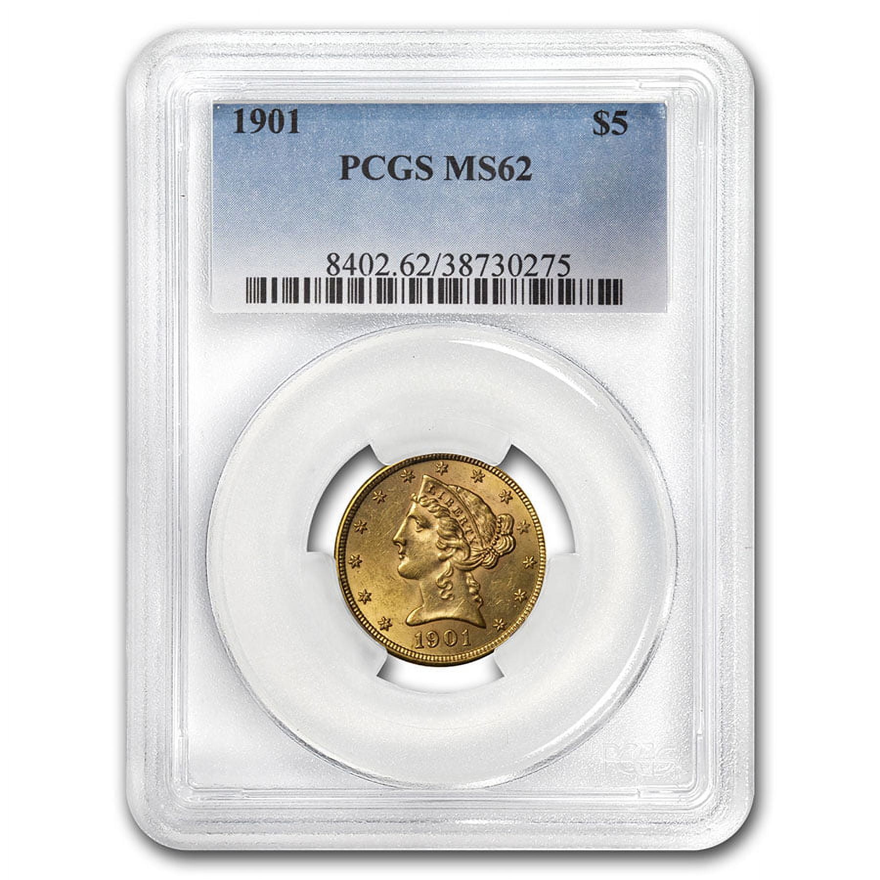 1901 $5 Liberty Gold Half Eagle MS-62 PCGS - Historic U.S. Mint Coin ...