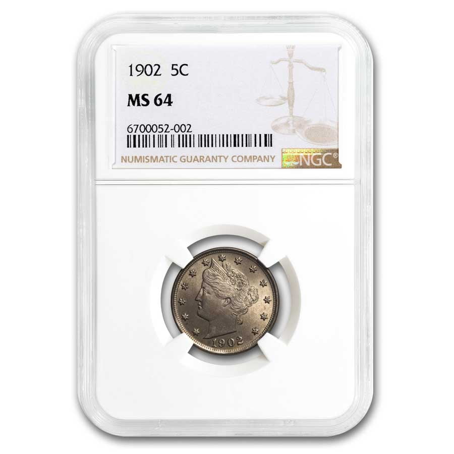 1902 Liberty Head V Nickel MS-64 NGC - Walmart.com