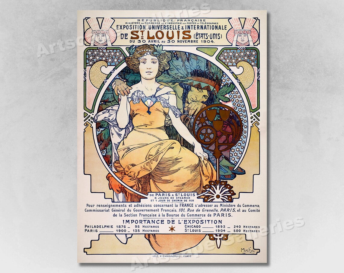 1903 St. Louis Exposition Alphonse Mucha Vintage Style Travel, Unframed ...