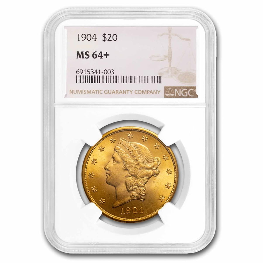 1904 $20 Liberty Gold Double Eagle MS-64+ NGC - Walmart.com