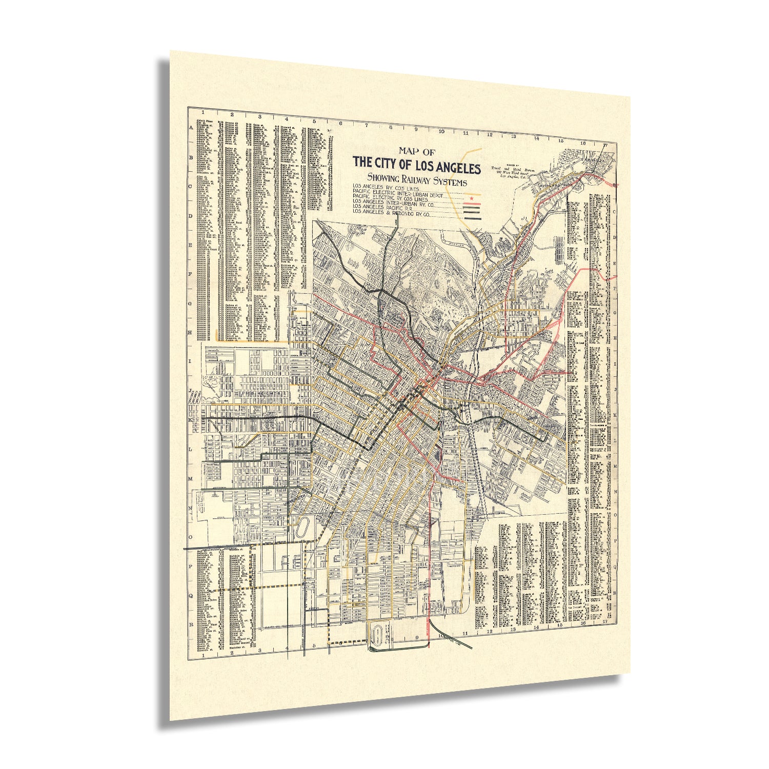 1906 Los Angeles City Map - Vintage Map of Los Angeles California - Los ...