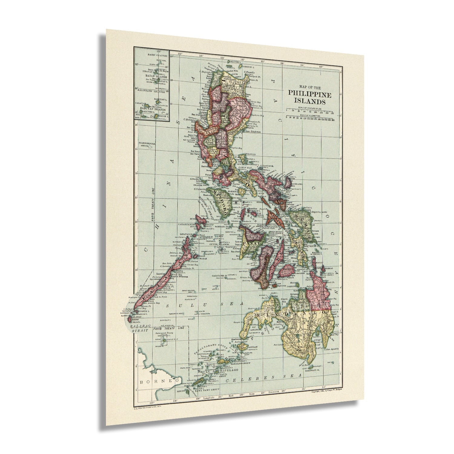 1906 Philippines Map - Vintage Map of the Philippines - History Map of ...