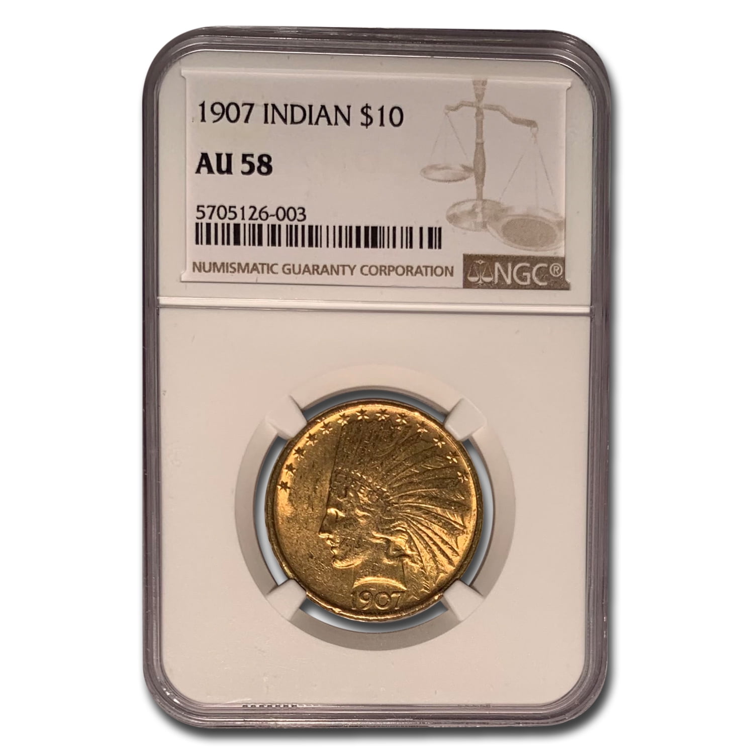 1907 $10 Indian Gold Eagle AU-58 NGC - Walmart.com