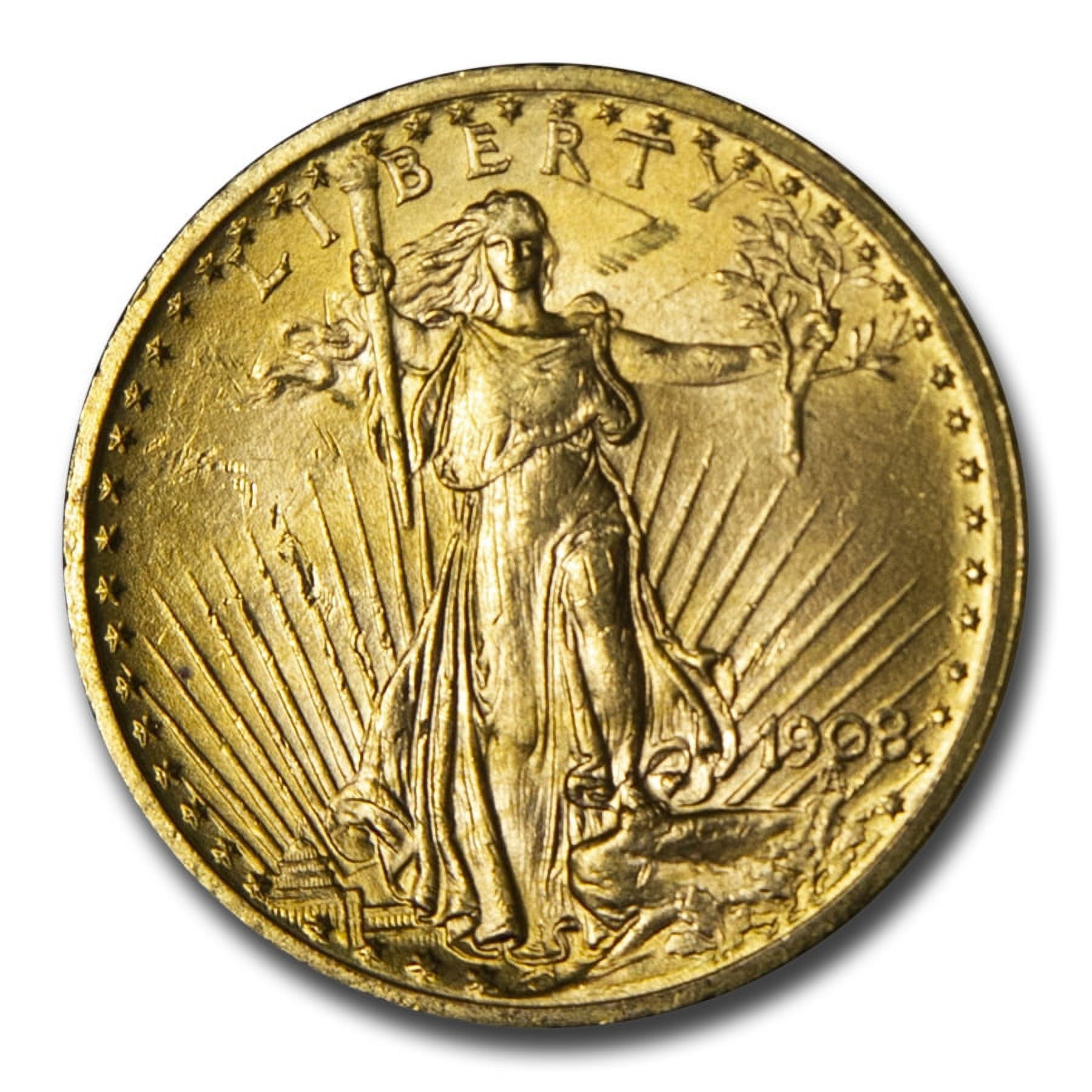 1908 $20 St Gaudens Gold Double Eagle No Motto BU - Walmart.com