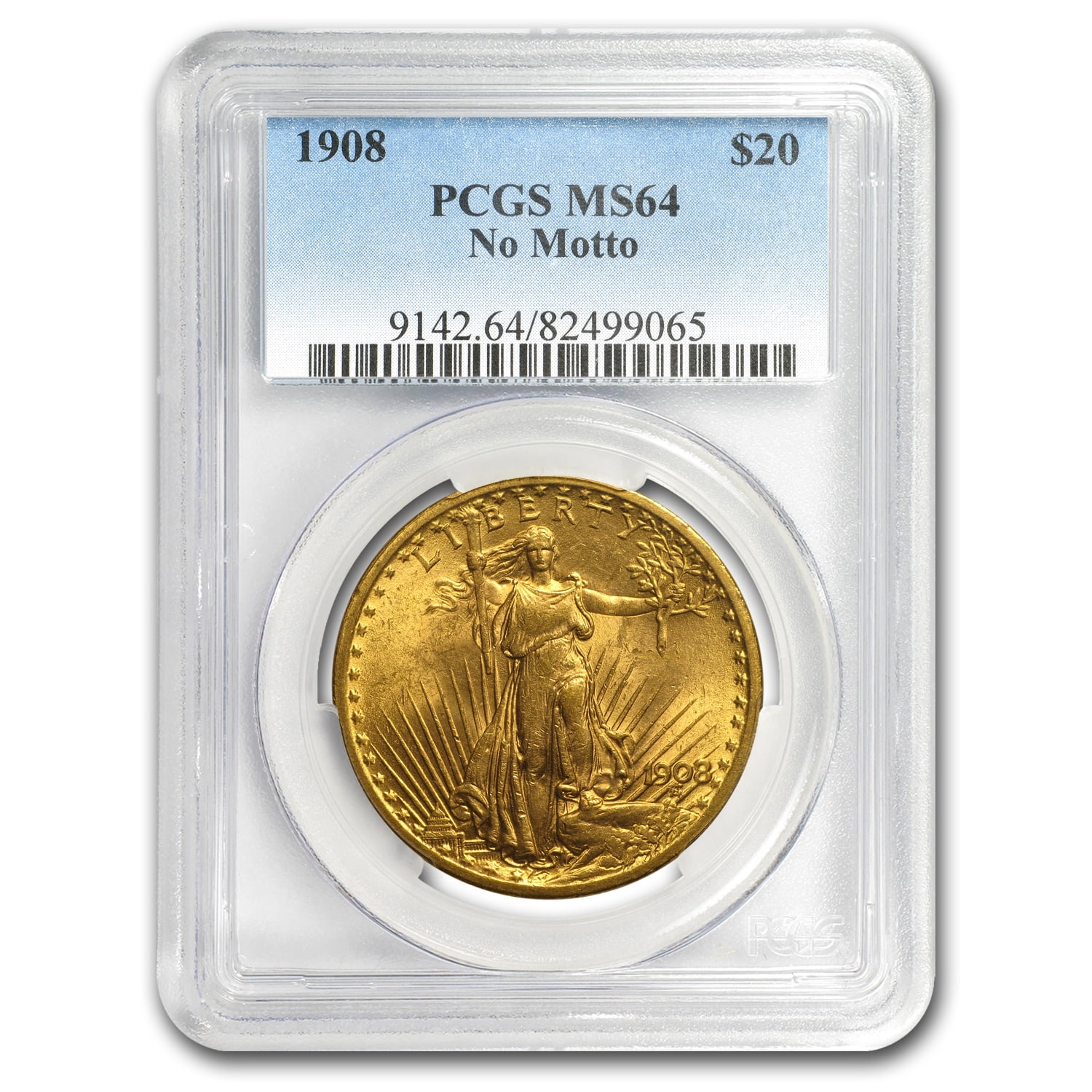 1908 $20 St Gaudens Gold Double Eagle No Motto MS-64 PCGS - Walmart.com