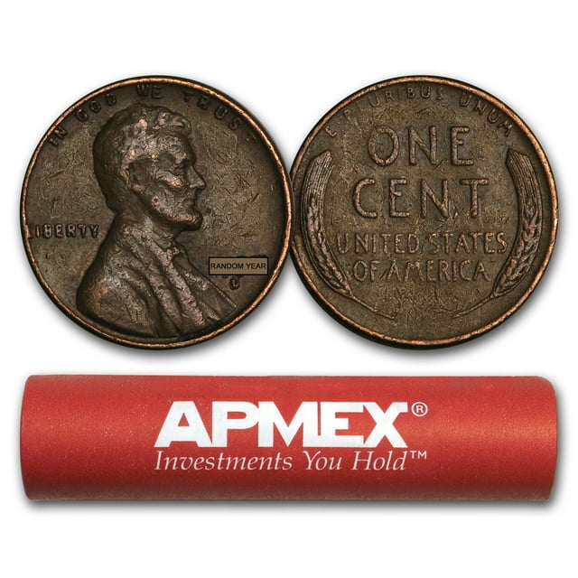 1909-1958 Wheat Cent 50-Count Roll Avg Circ Old Coins Collection ...