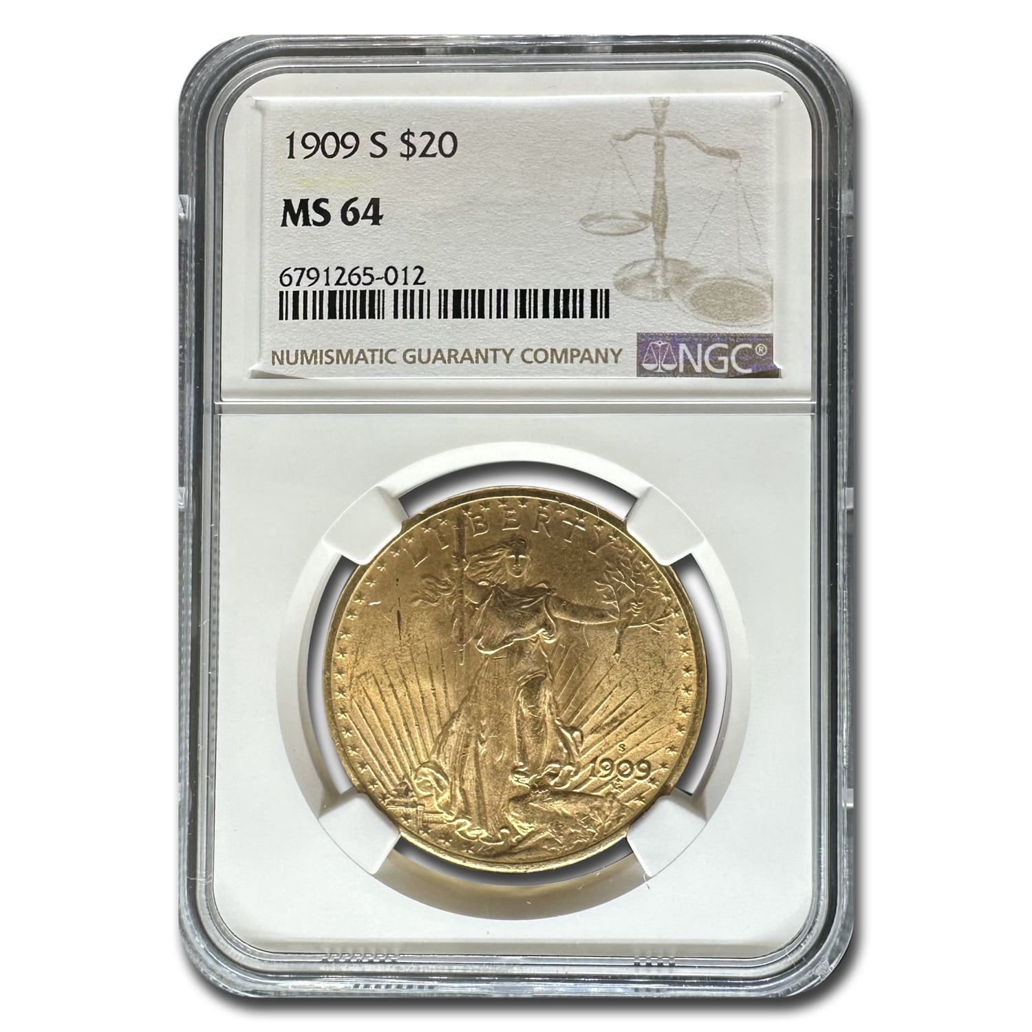 1909-S $20 St Gaudens Gold Double Eagle MS-64 NGC - Walmart.com