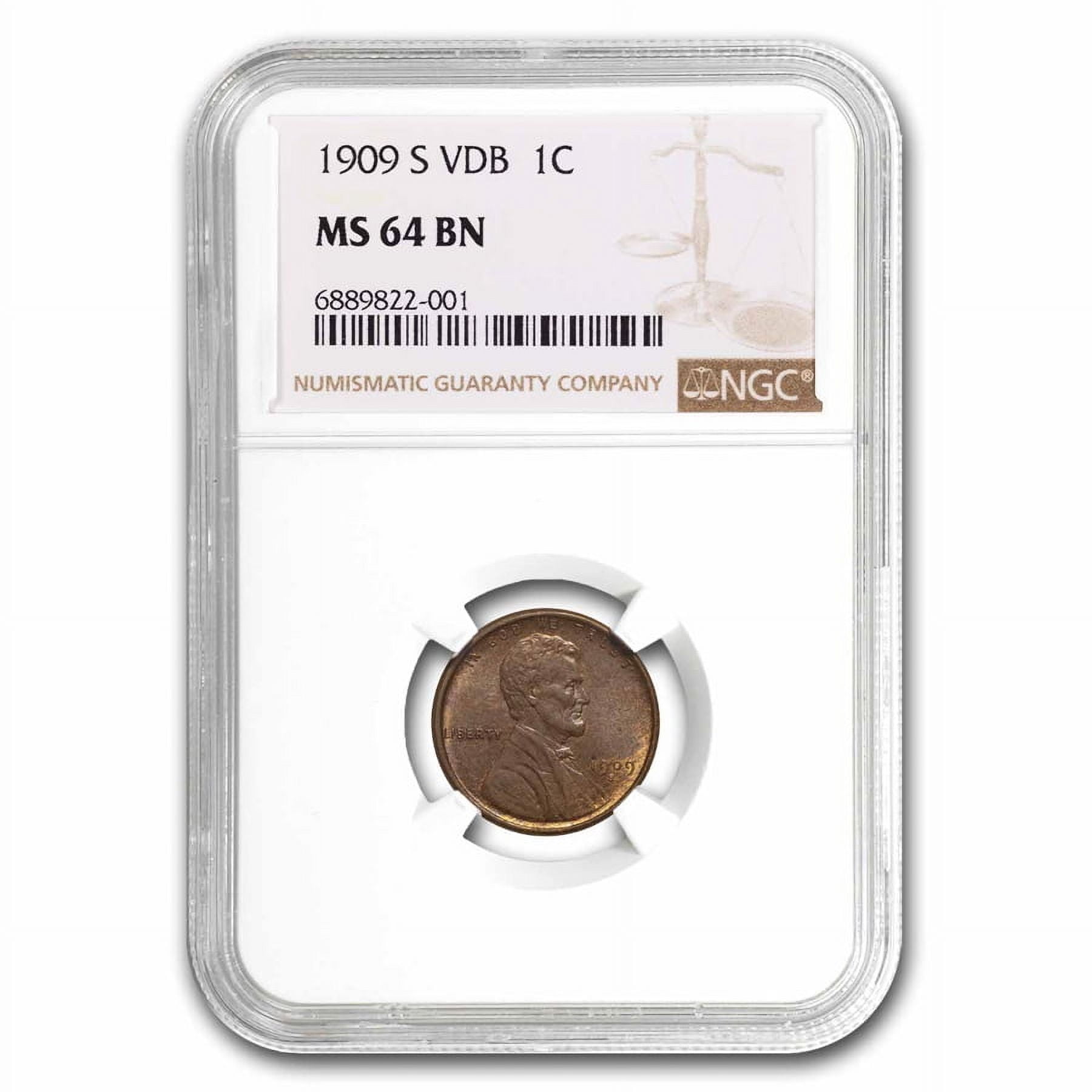 1909-S VDB Lincoln Cent MS-64 NGC (Brown) - Walmart.com