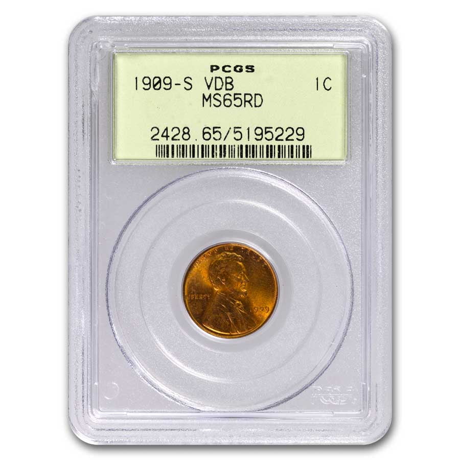 U.S. Mint 1909-S VDB Lincoln Cent MS-65 PCGS Coin, Red - Walmart.com
