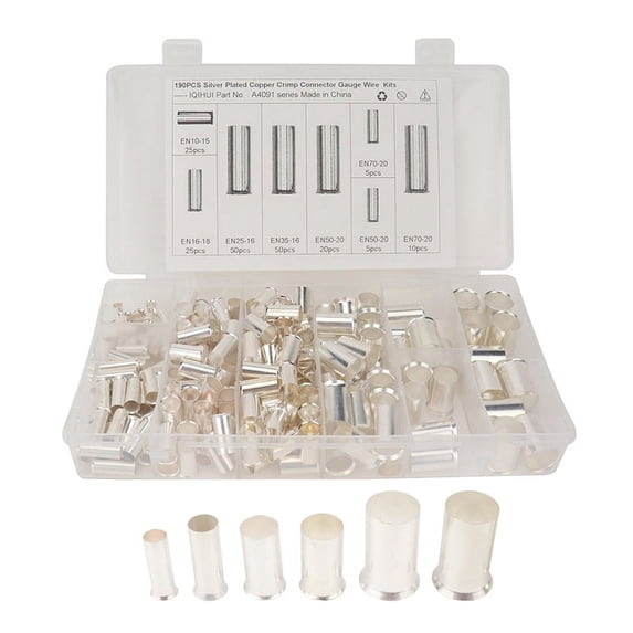 190Pcs Assorted Electrical Connectors Crimp Assortment, AWG 8 6 4 2 1 2 ...