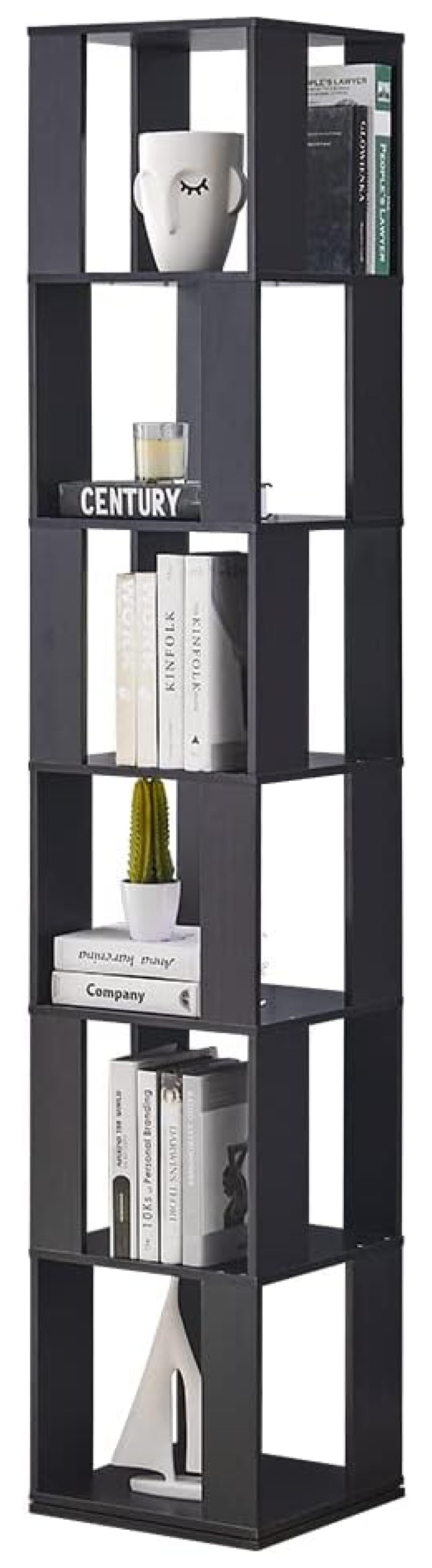 190cm Rotating Bookcase, 6-Tiers Display Shelf, Freestanding Bookshelf ...