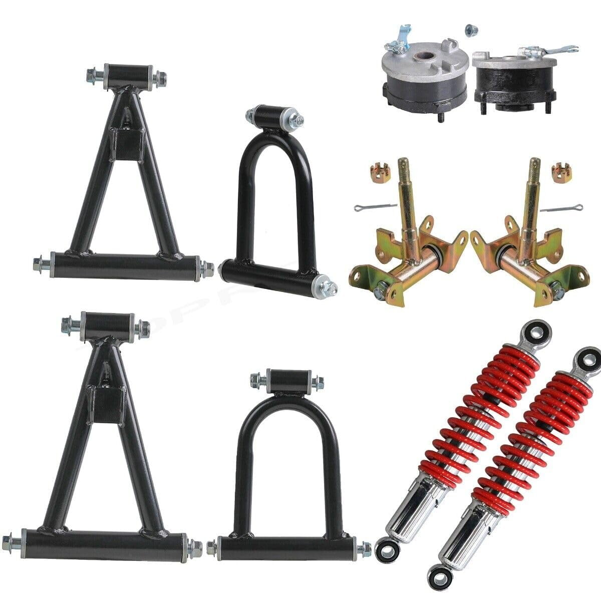 190mm 7.5" Front Suspenion Upper Lower Shock Swing Arm Kit & Steering ...