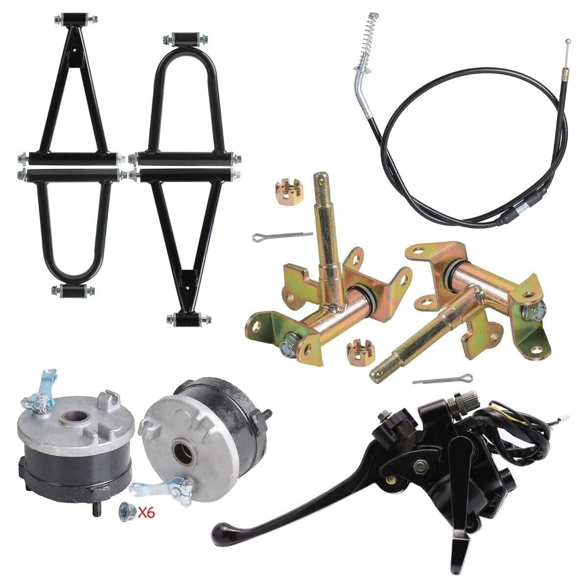 190mm 7.5" Front Suspenion Upper Lower Shock Swing Arm Kit & Steering ...