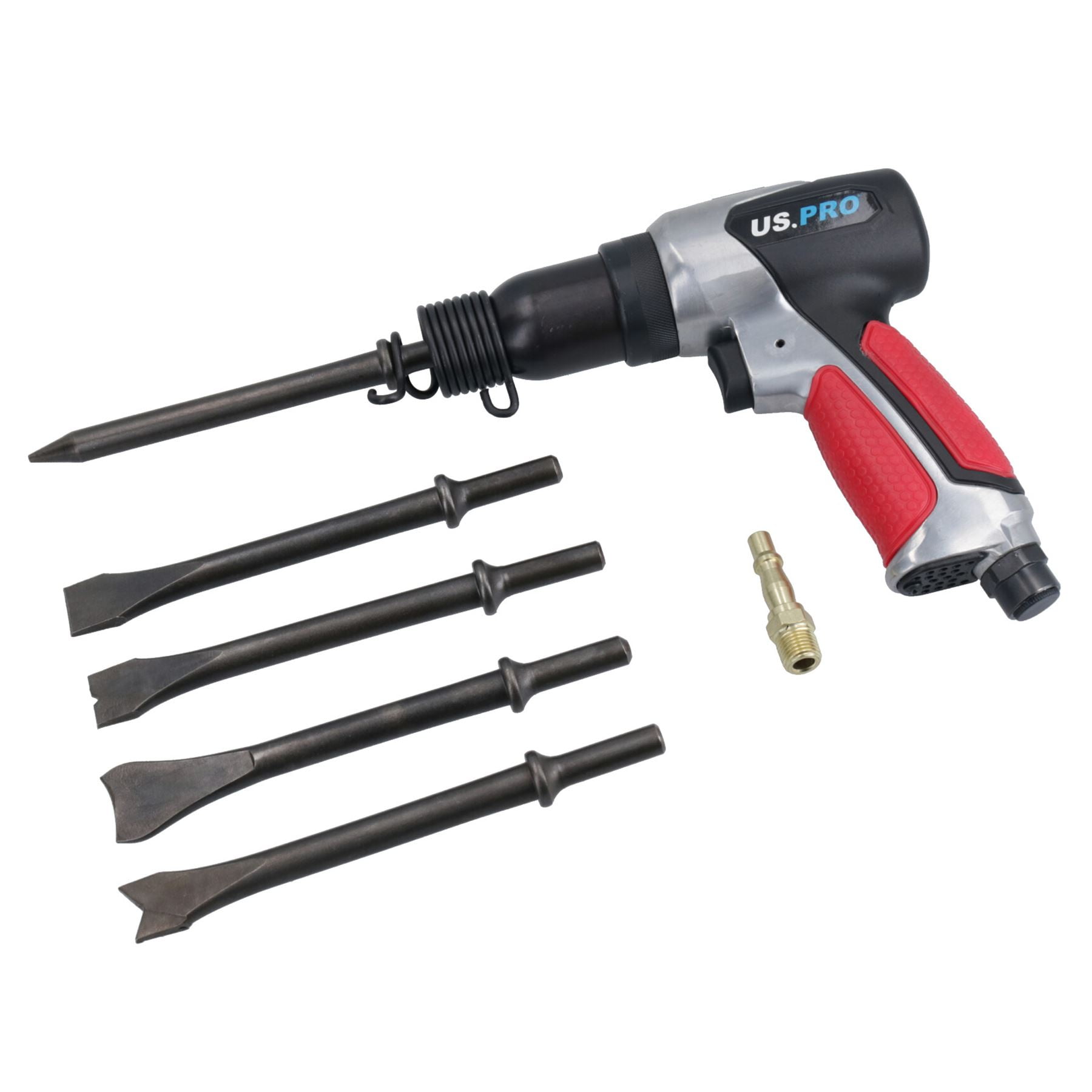 190mm Air Hammer Chisel Plus 5 Chisels for Cutting Chipping With Rubber ...