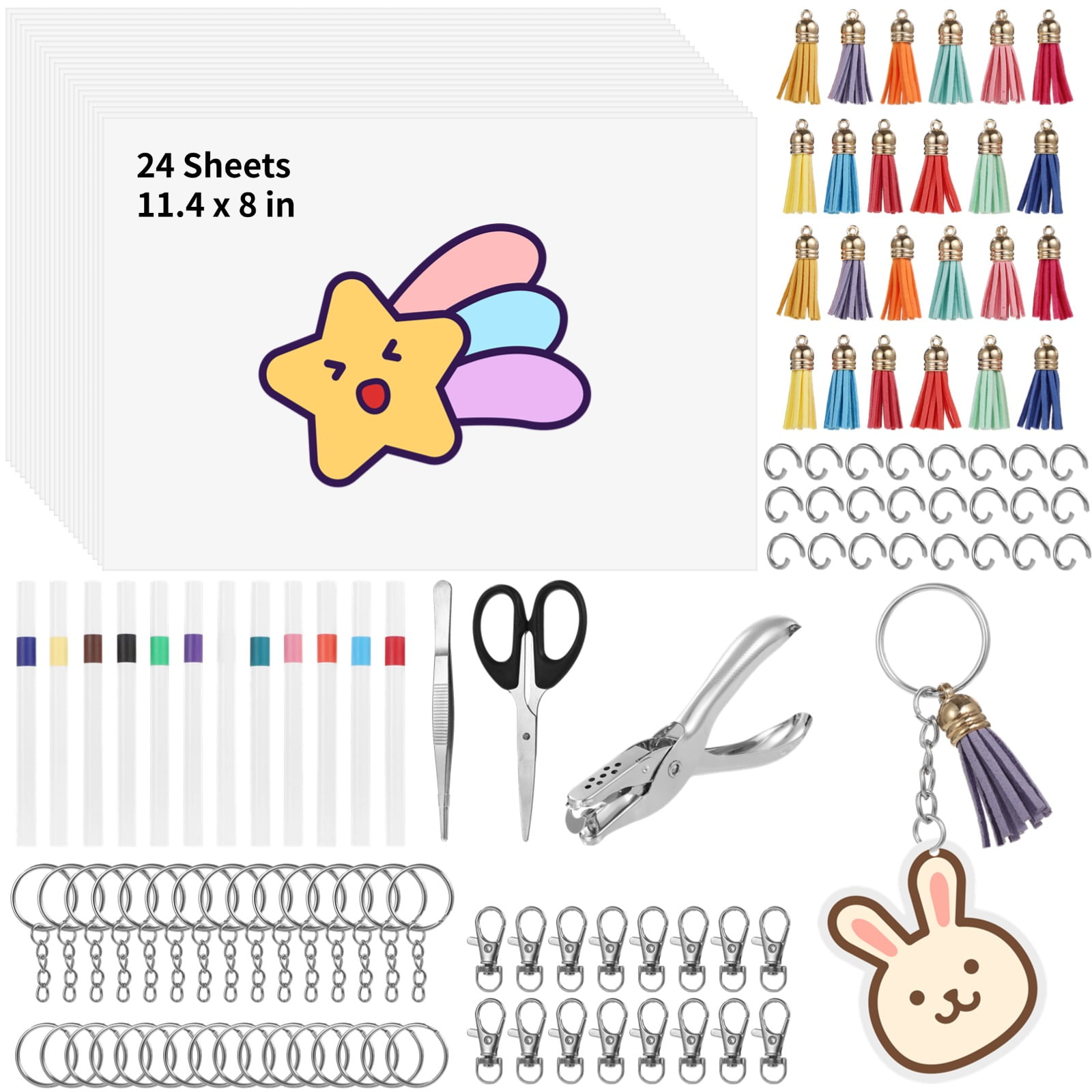 191 PCS Shrinky Plastic Sheets Kit, 24 Heat Shrinky Art Paper 11.4 x 8 ...