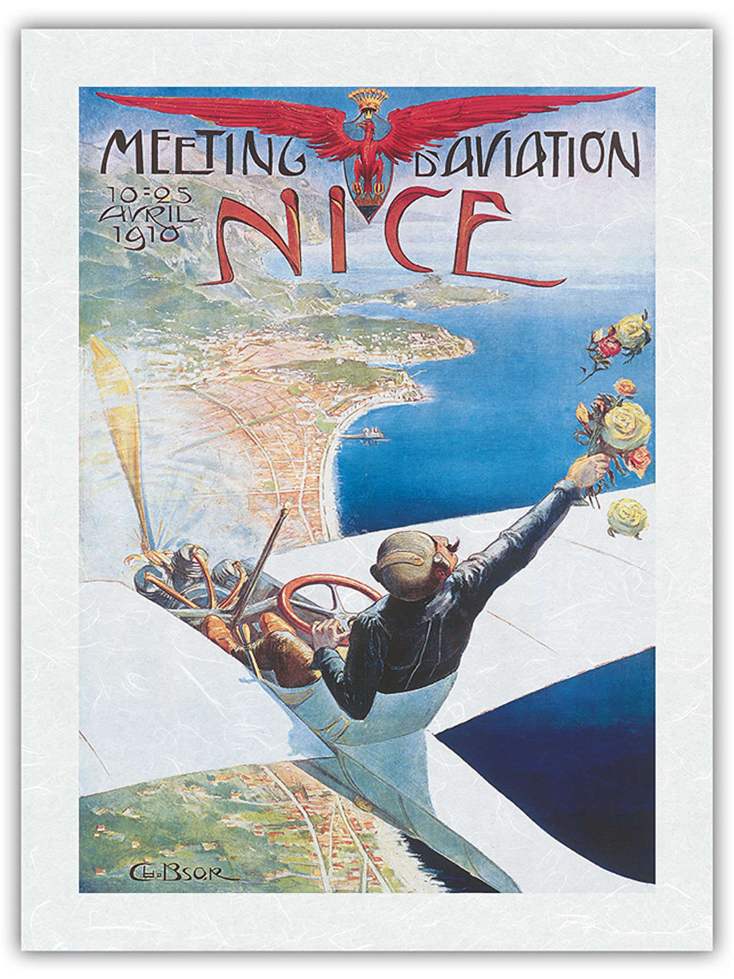 1910 Aviation Meeting (Meeting d’Aviation) - Nice France - Vintage Aviation Poster by Charles ...