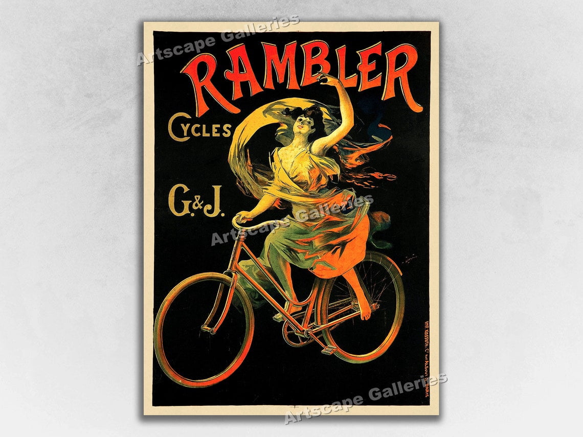 1910 Rambler Cycles Vintage Bicycle Ad French Art Nouveau Graphic ...